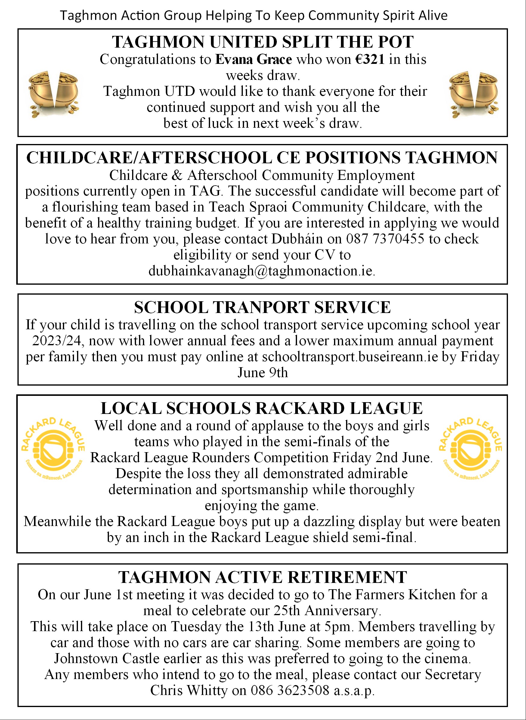 9th June 2023 - Taghmon