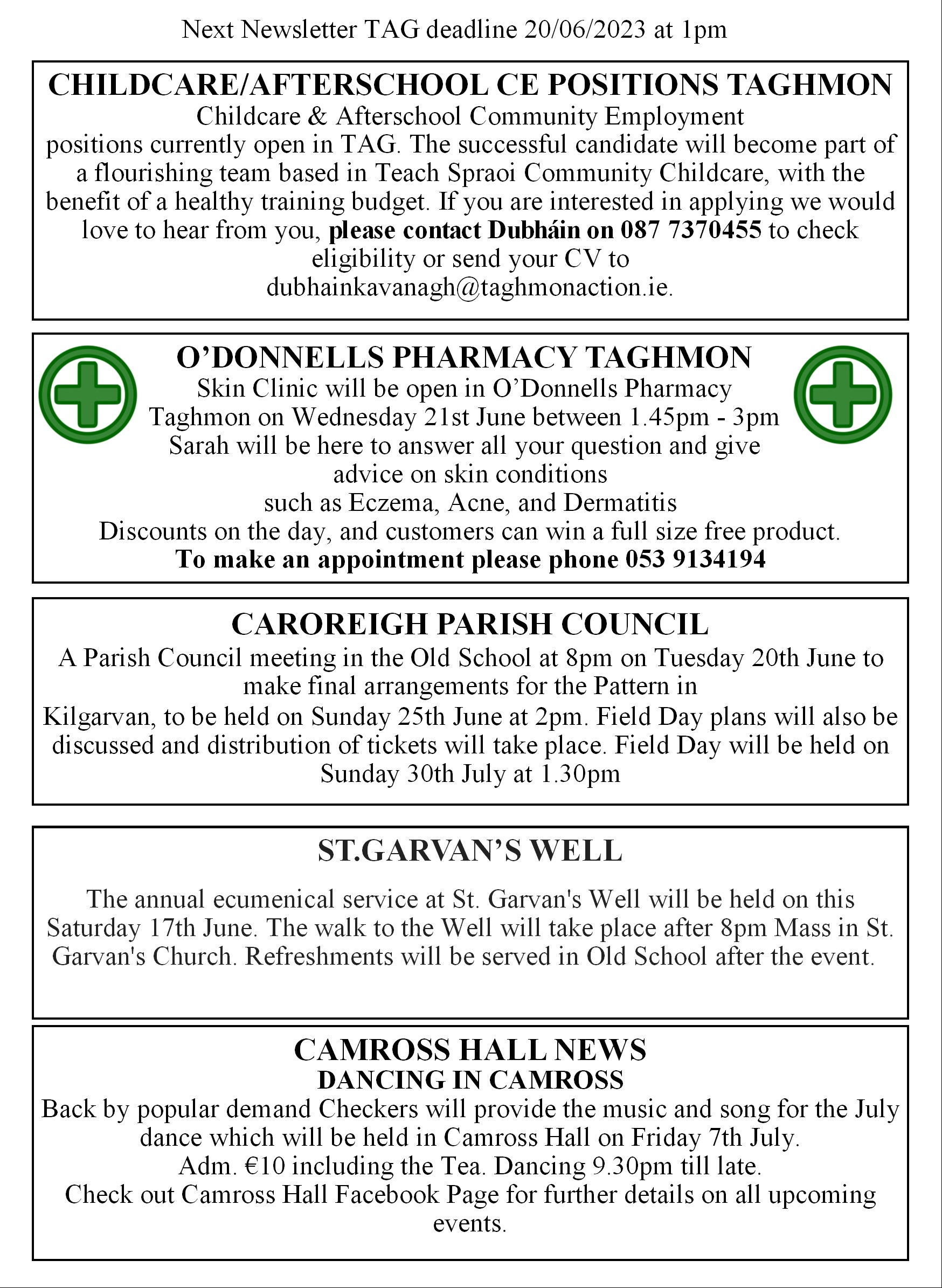 16th June 2023 - Taghmon